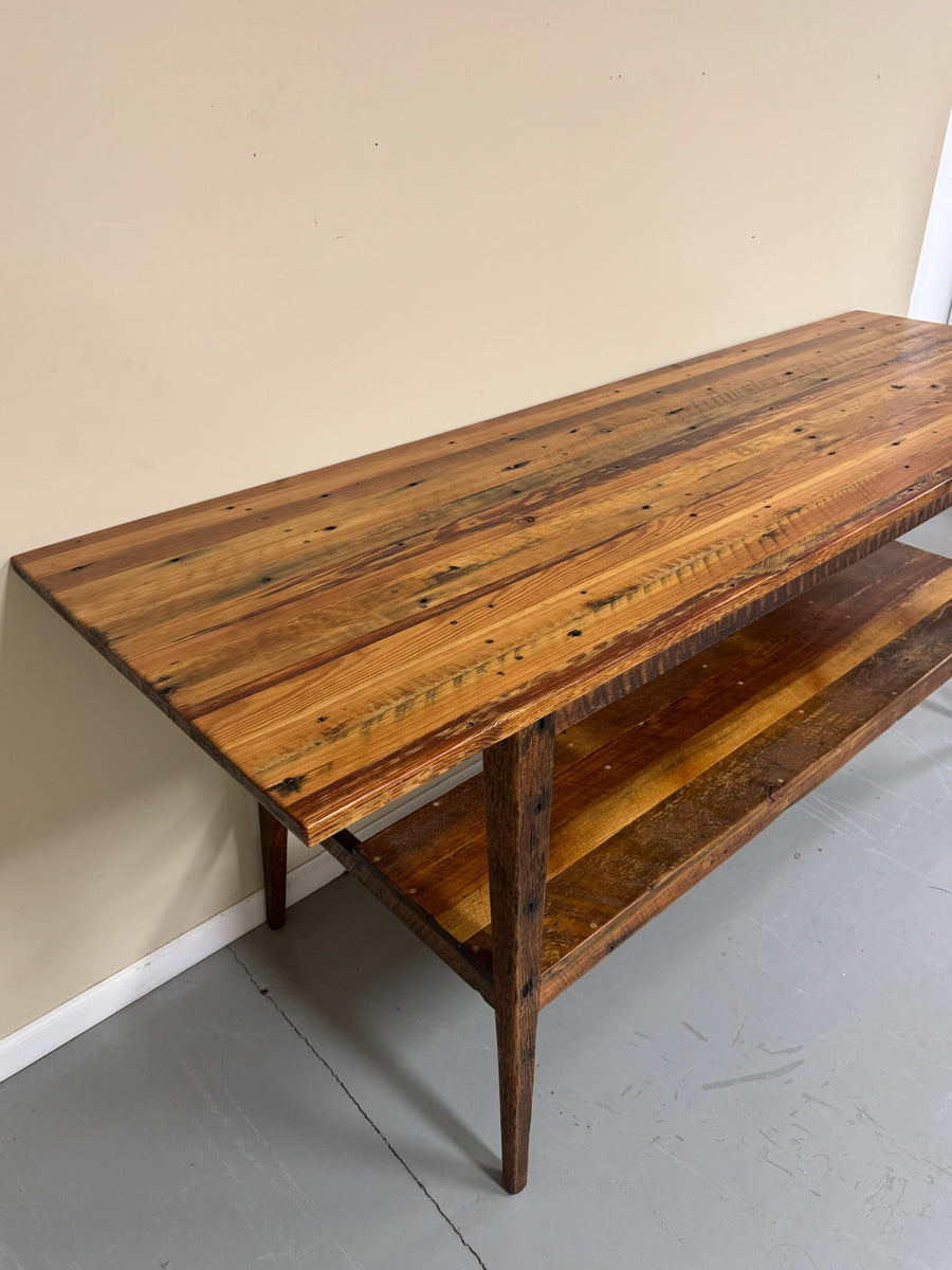 Kitchen Island, mid level shelf- 90 x 30 x 36" tall - 100% Heart Pine ...